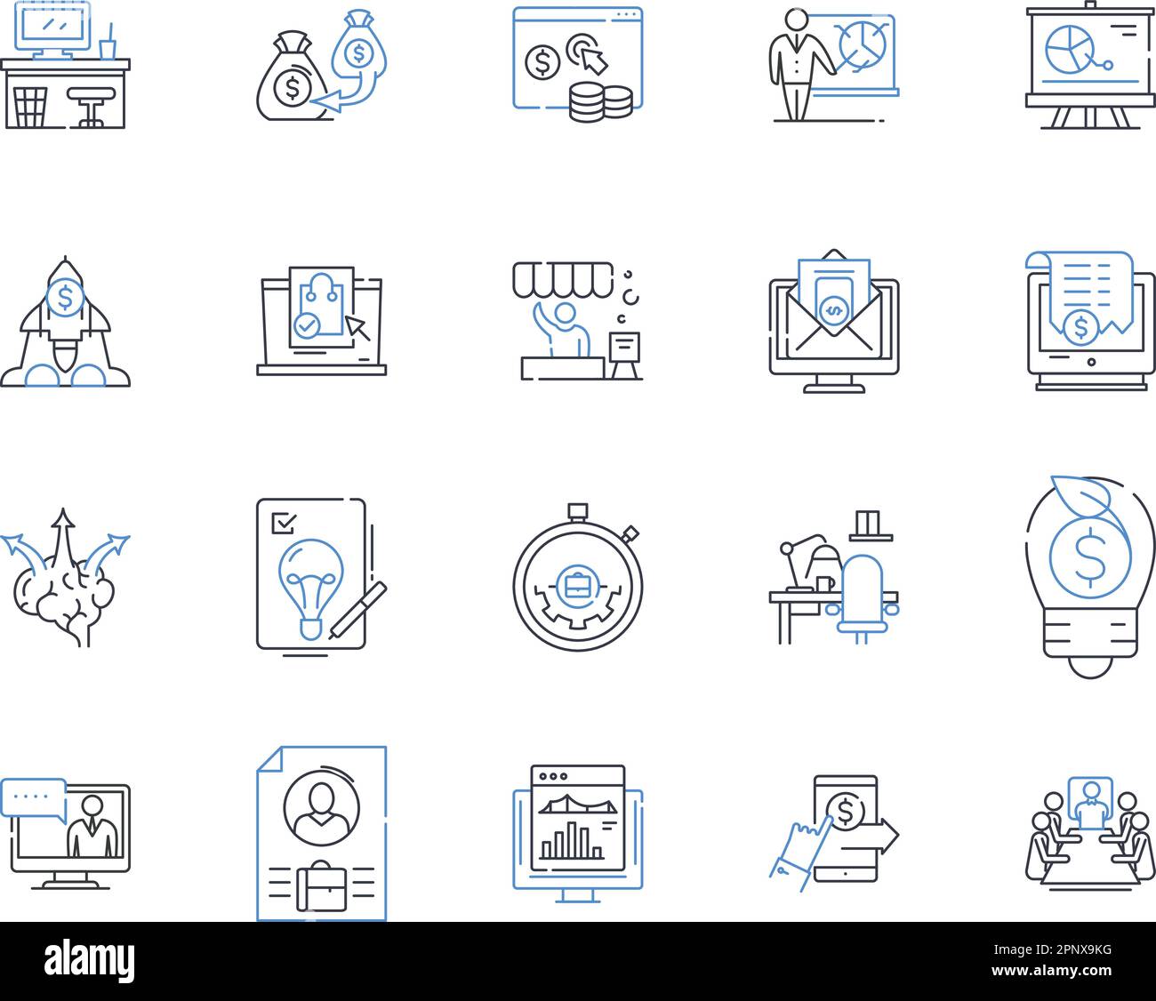 Launch Administration Line Icons Collection Strategy Coordination
