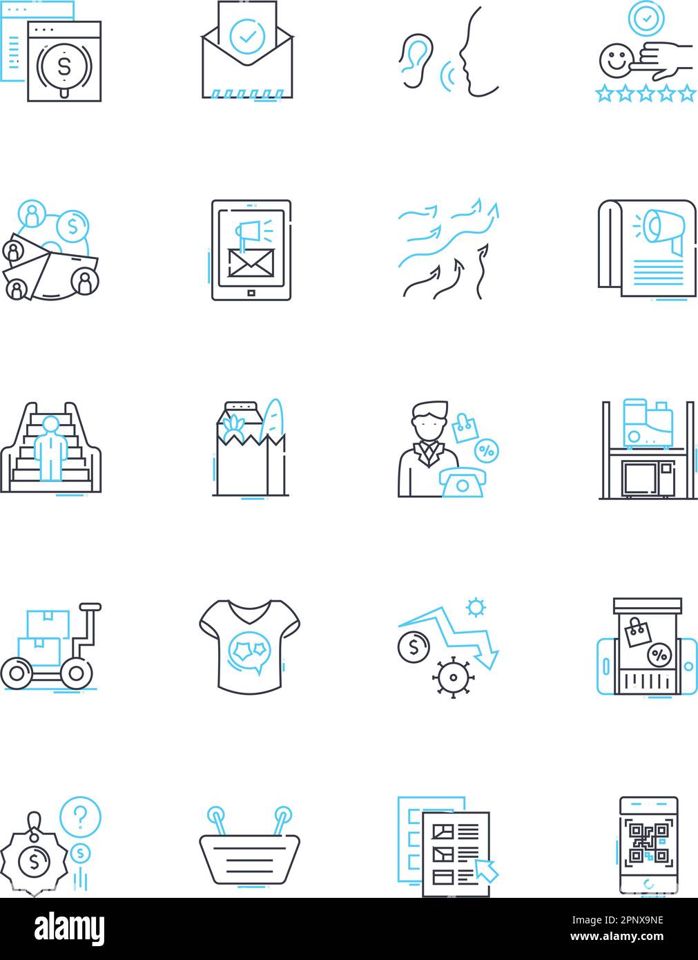 Project resources linear icons set. Allocation, Availability, Budget ...