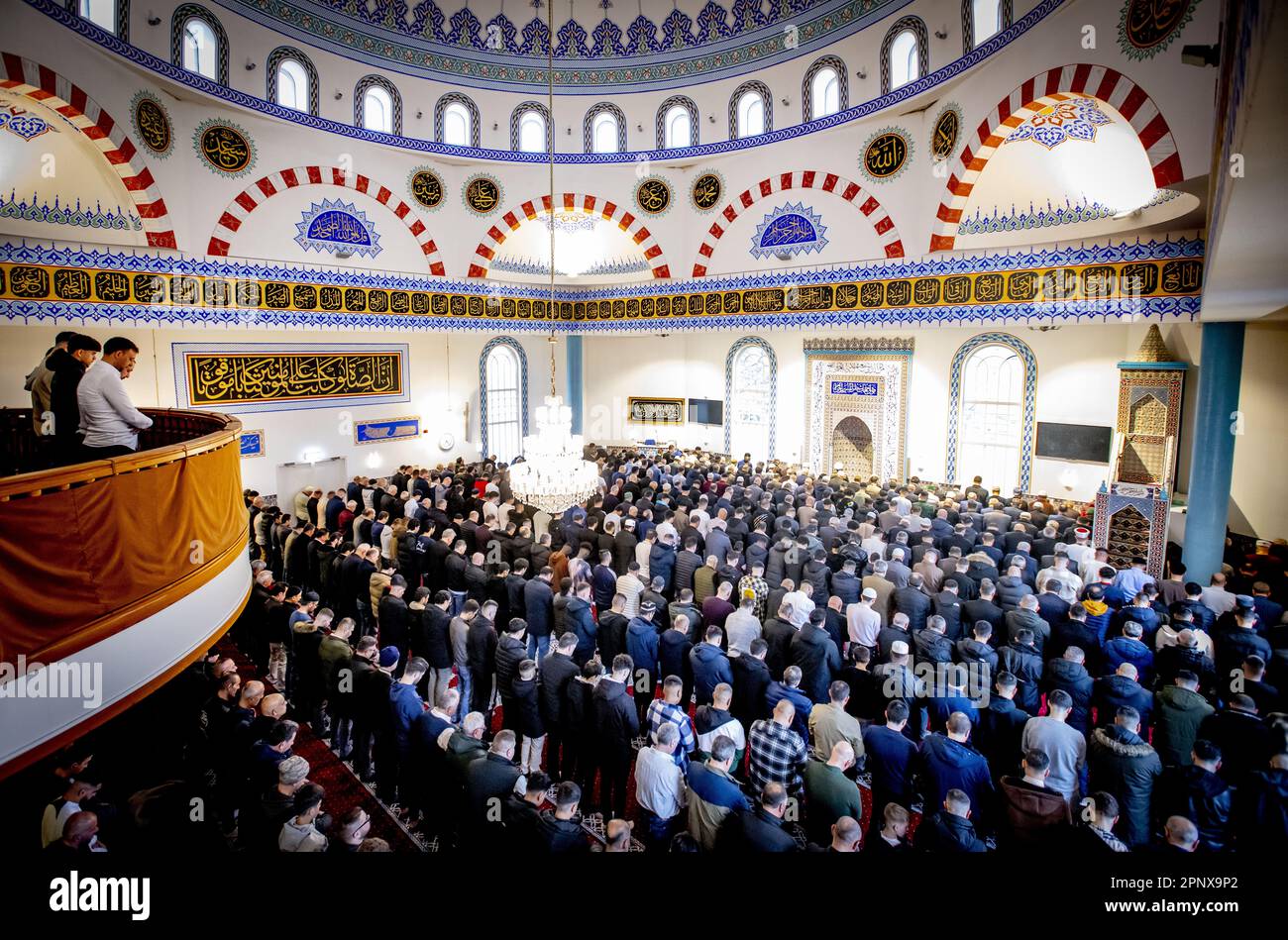 ROTTERDAM - Muslims take part in the morning prayer in the Mevlana ...