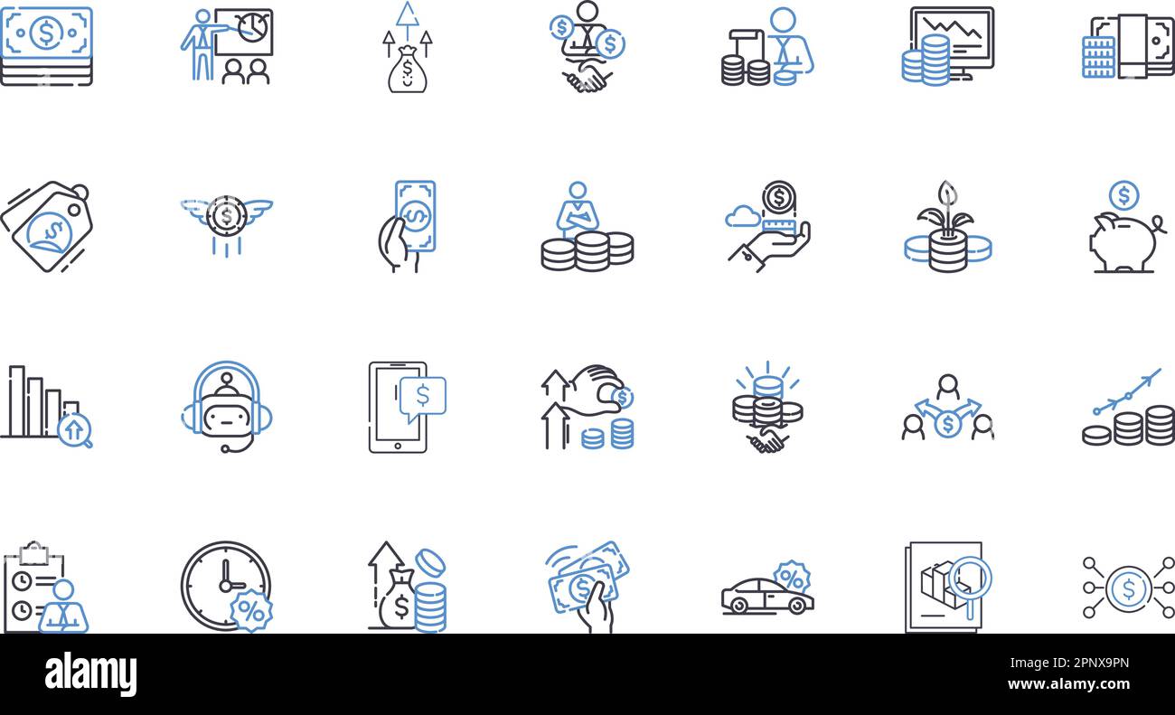 Harvesting revenue line icons collection. Profit, Sales, Returns, Yield ...