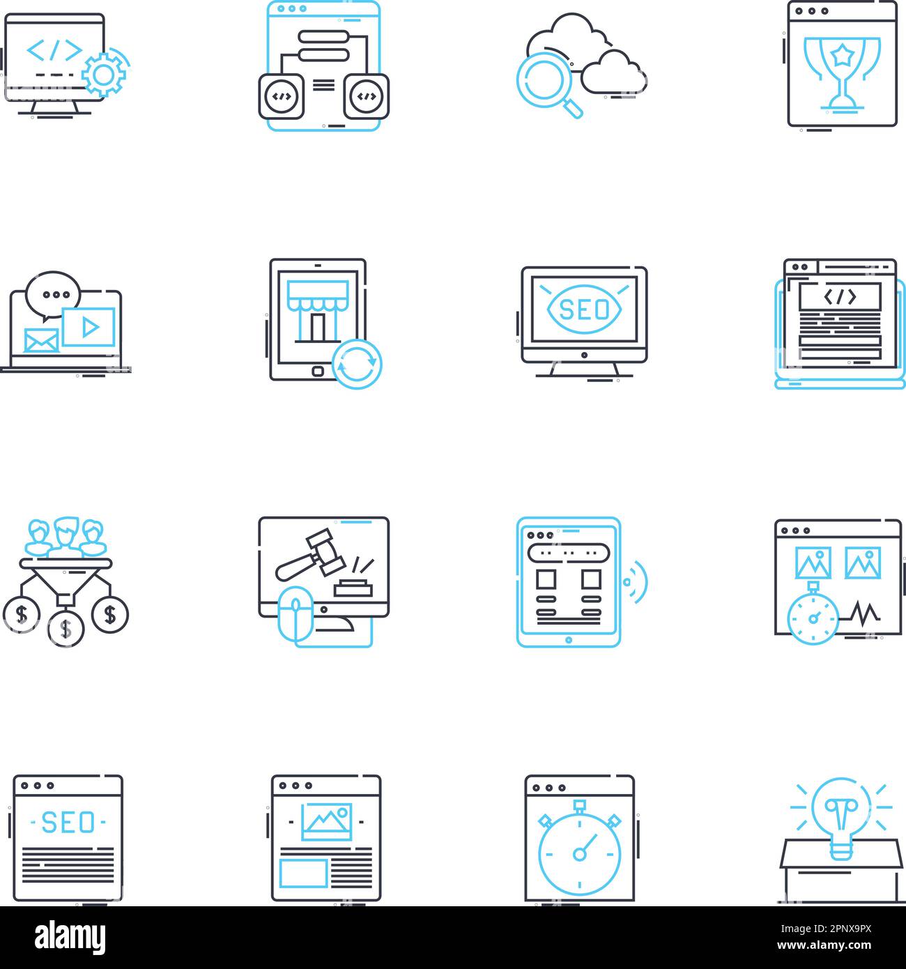 Project Strategy Linear Icons Set Alignment Vision Planning Execution Scope Objectives