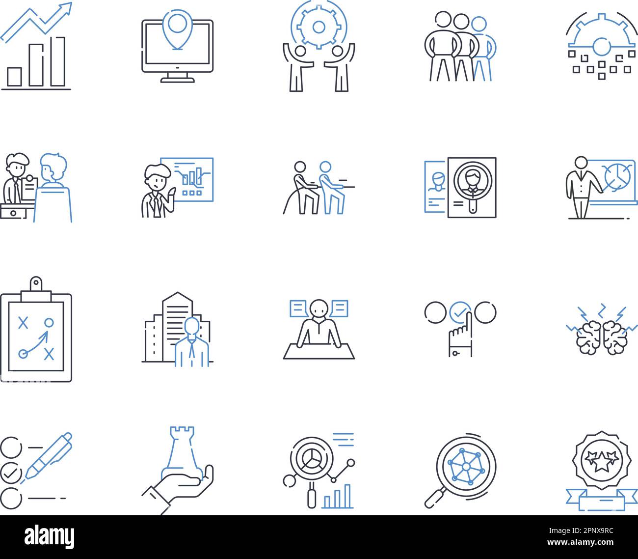 Establishment enlargement line icons collection. Expansion, Growth, Development, Diversification ...