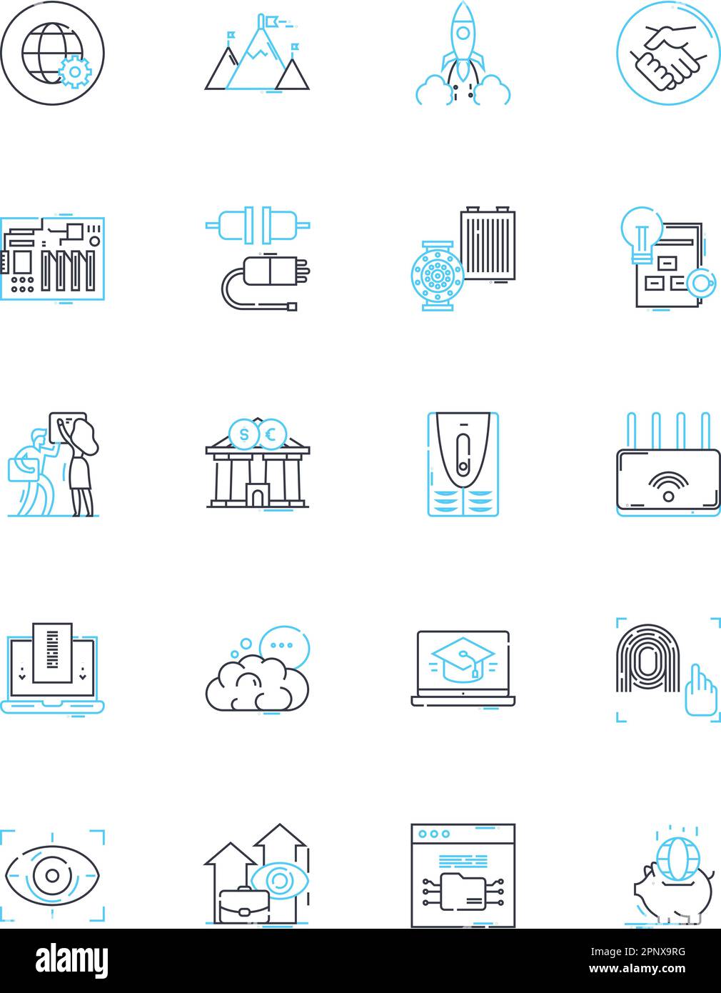 Cyber commerce linear icons set. E-commerce, Digital marketing, Online shopping, Cybersecurity ...