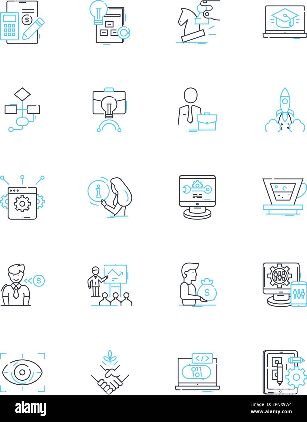 Entrepreneurial evolution linear icons set. Innovation, Growth ...