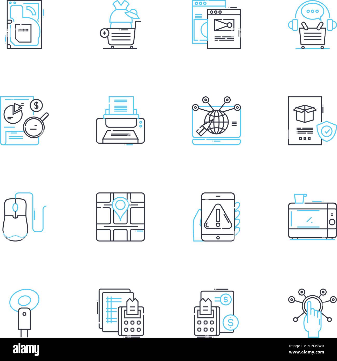 Content marketing linear icons set. Strategy, Audience, Branding ...