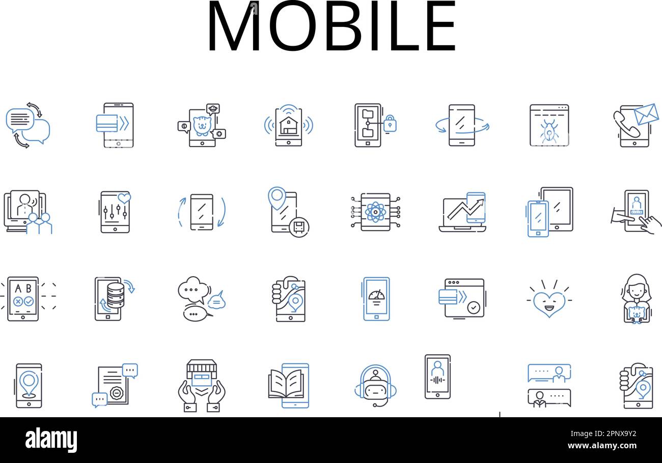Mobile line icons collection. Cellular, Handheld, Wireless, Portable ...