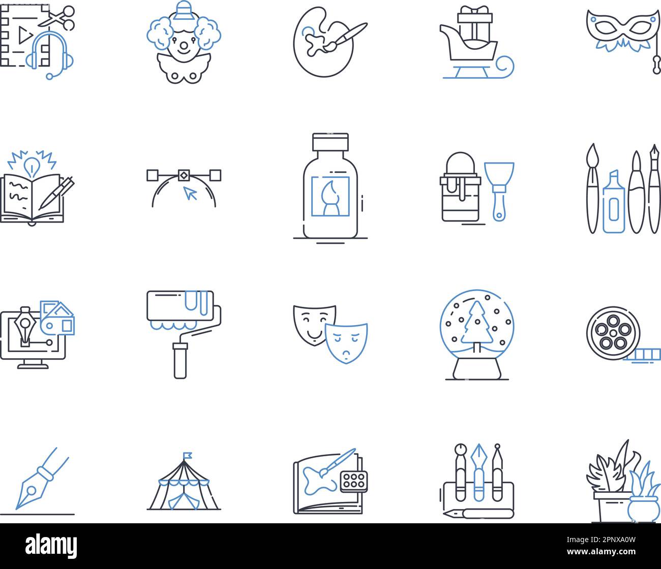 Gardening Tips Line Icons Collection Composting Pruning Mulching