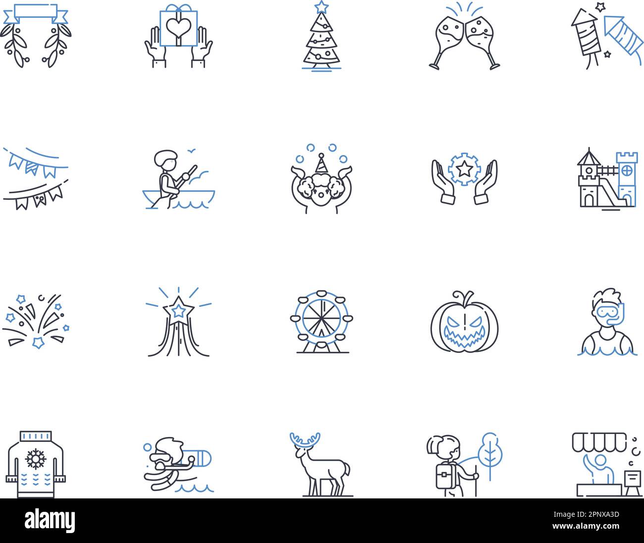 Reprieves line icons collection. Respite, Break, Intermission, Relief ...