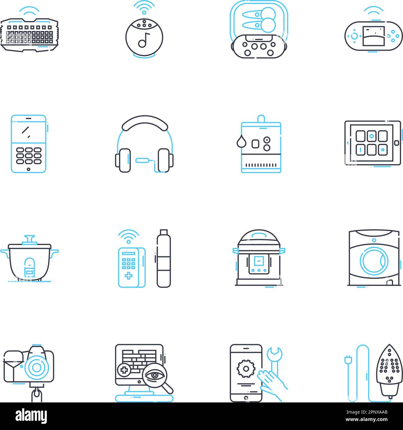 Online homes linear icons set. Virtual, Connected, Remote, Homebound ...