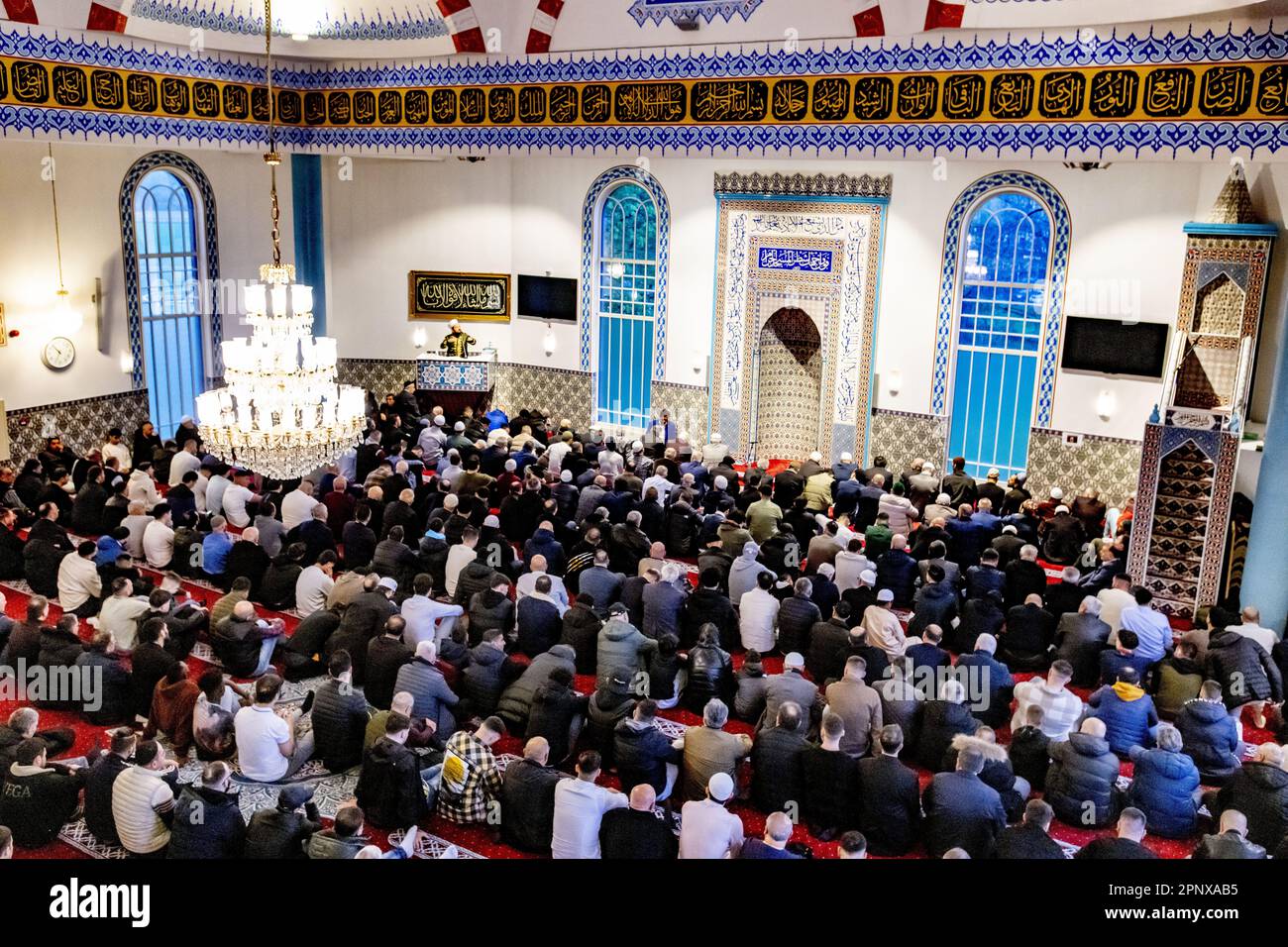 ROTTERDAM - Muslims take part in the morning prayer in the Mevlana ...