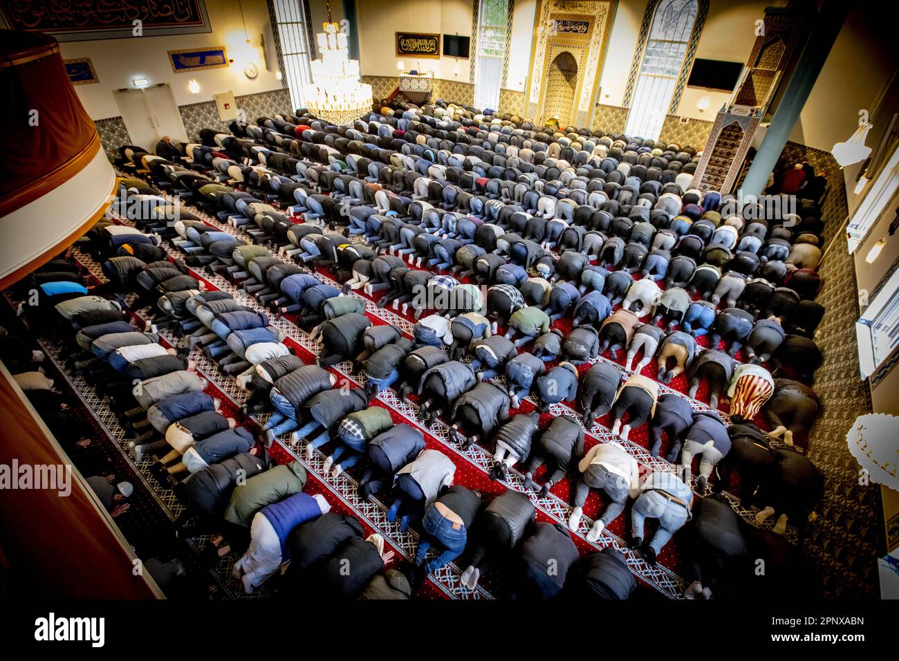 ROTTERDAM - Muslims take part in the morning prayer in the Mevlana ...