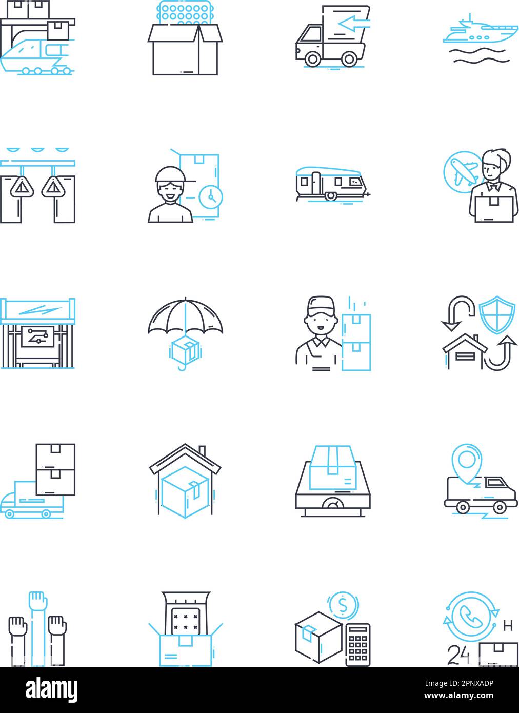 Logistics Movement linear icons set. Shipment, Transportation, Delivery ...