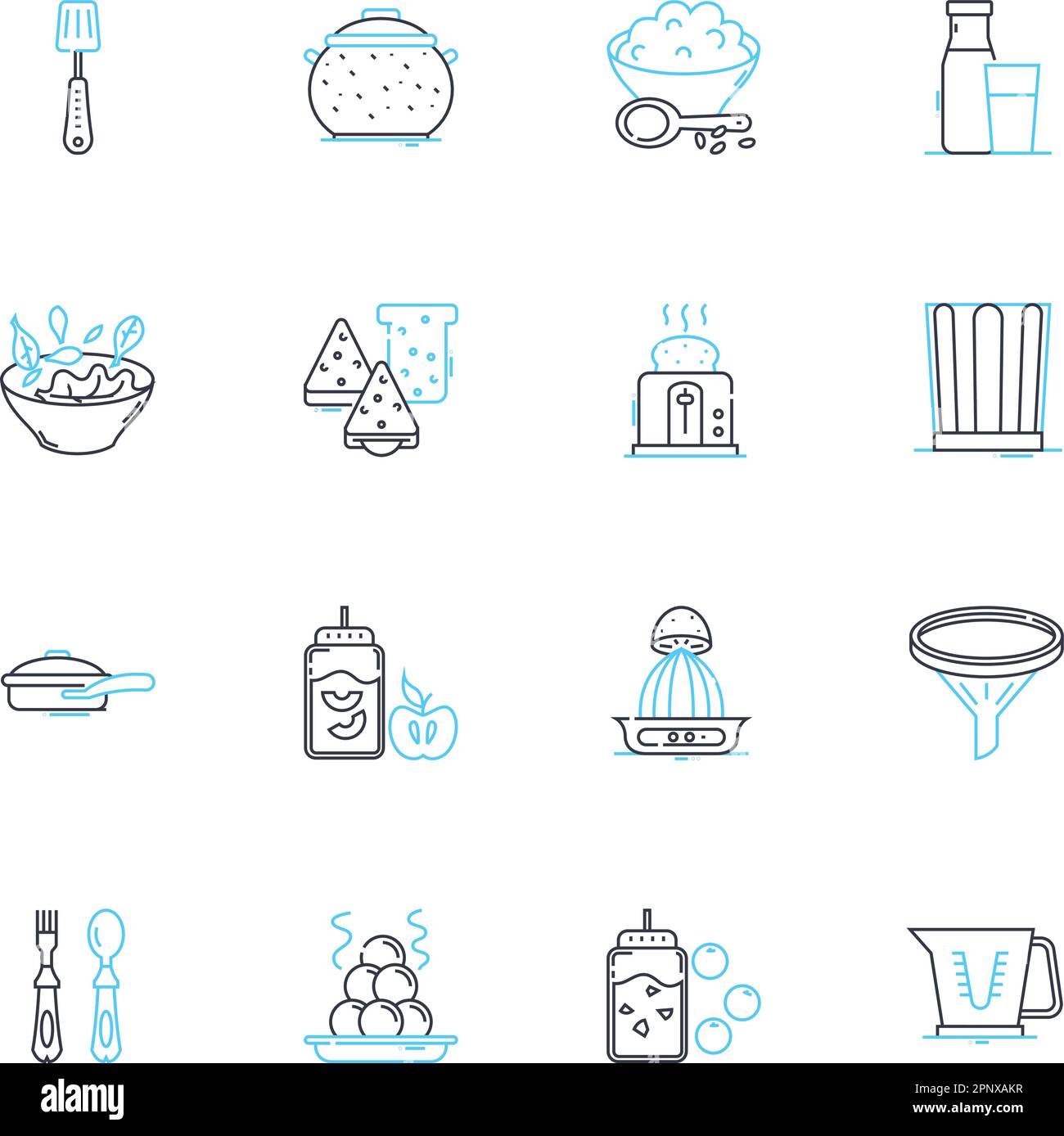 Burger Joint linear icons set. Patties, Bun, Fries, Cheese, Ketchup ...