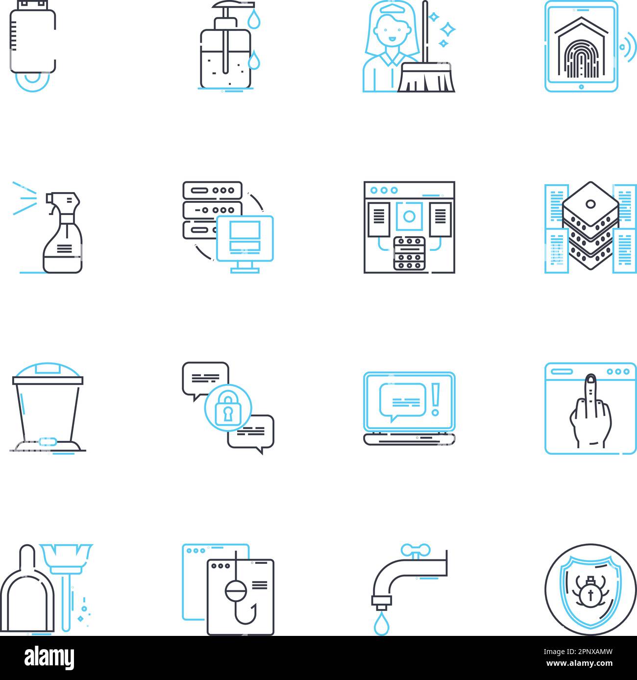 Sanitizing linear icons set. Cleanliness, Sterilization, Disinfection ...