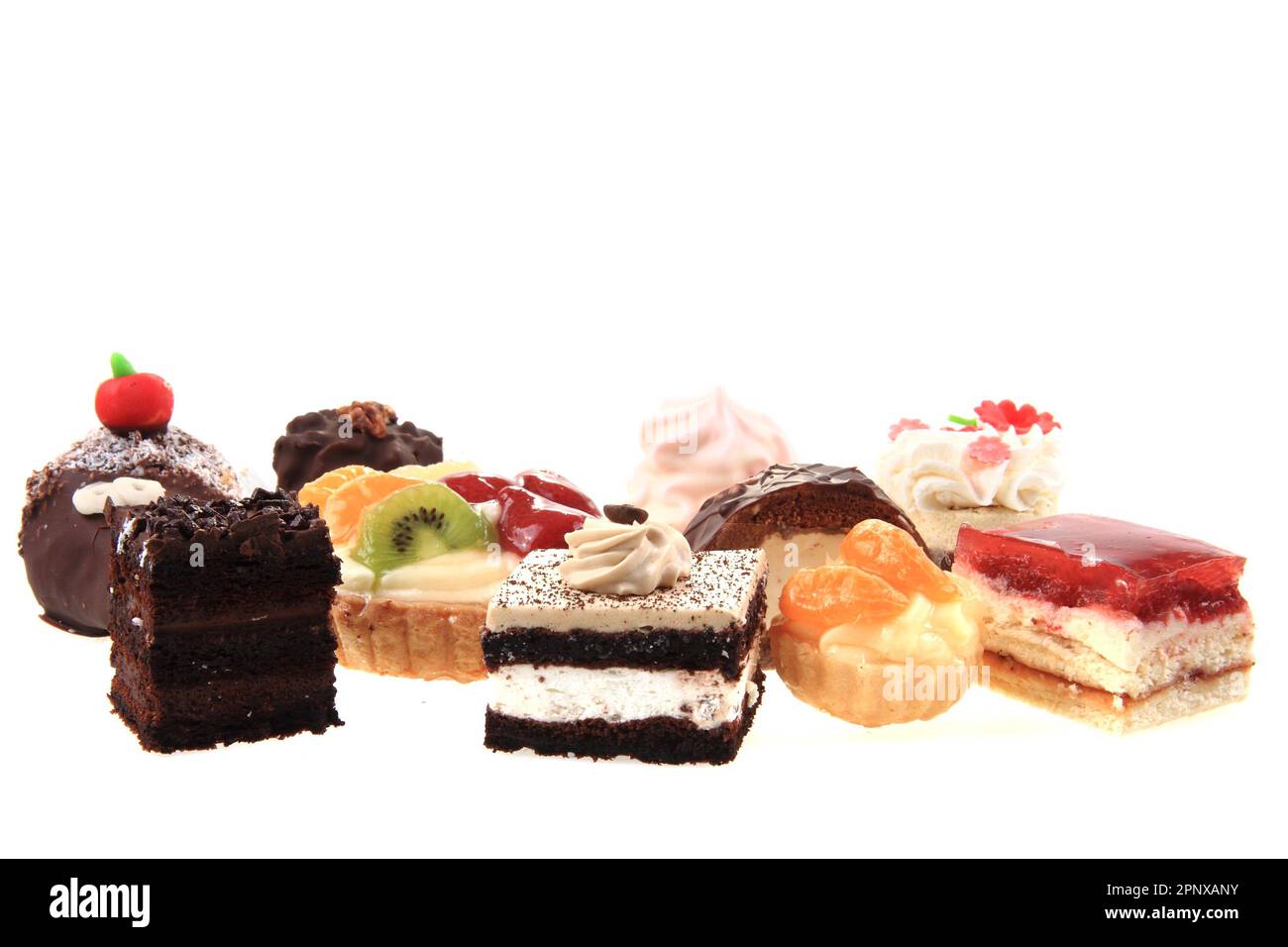 different sweet deserts isolated on the white background Stock Photo ...