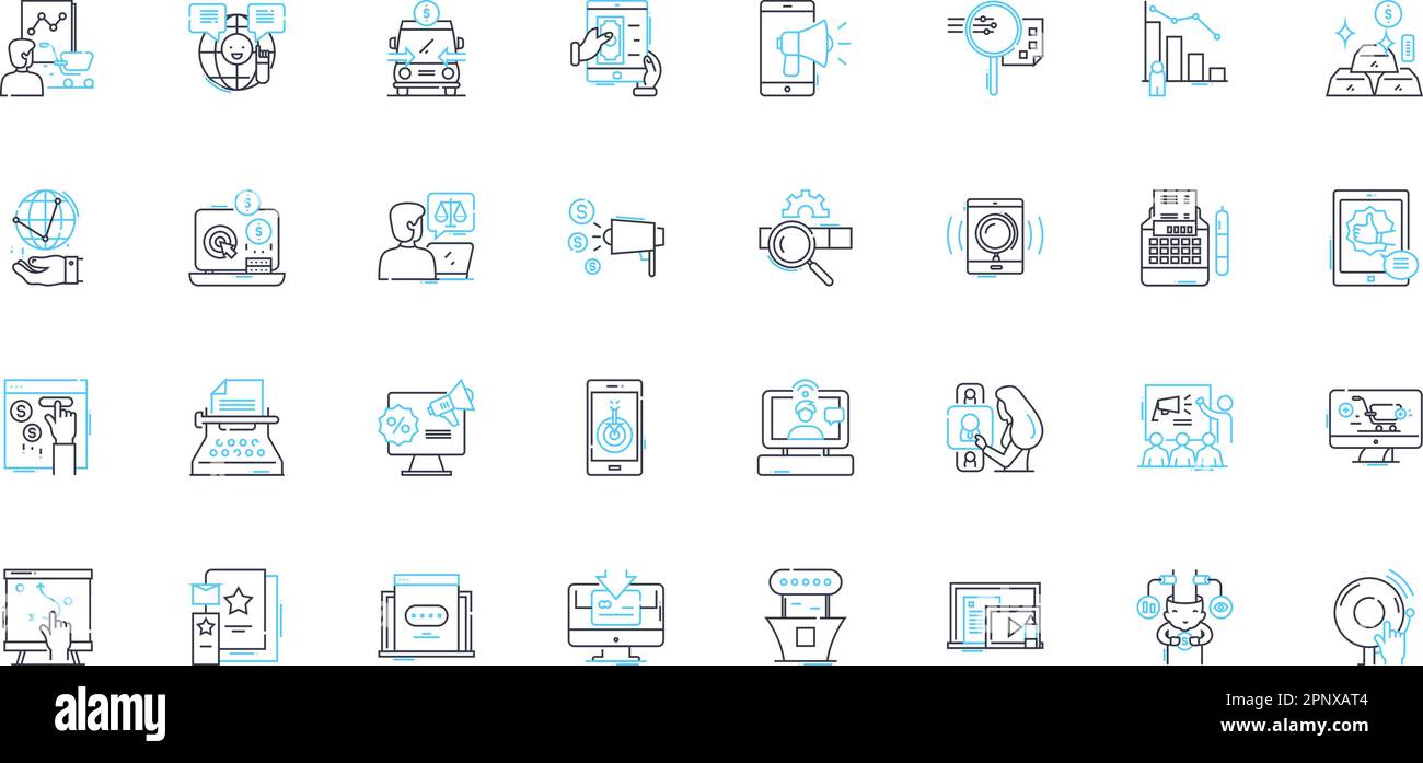 Business expansion linear icons set. Growth, Expansion, Diversification ...
