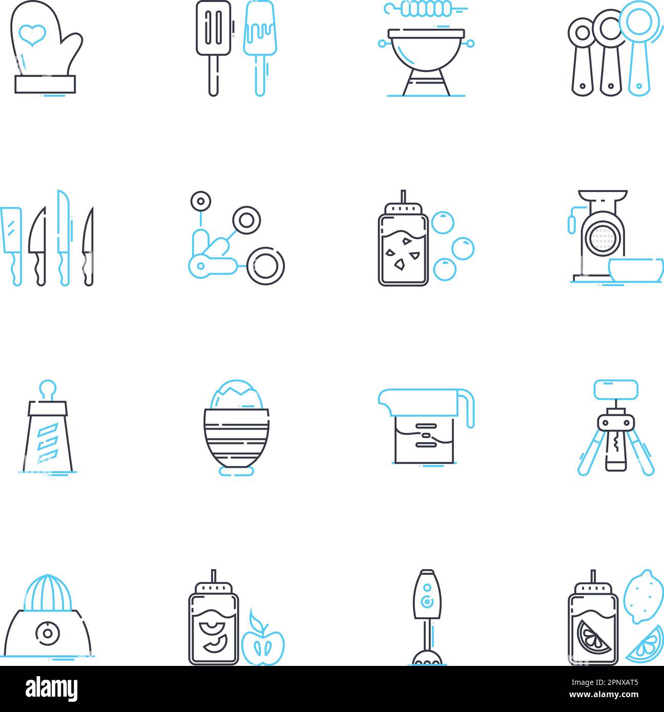Preparation cookery linear icons set. Chopping, Slicing, Dicing ...