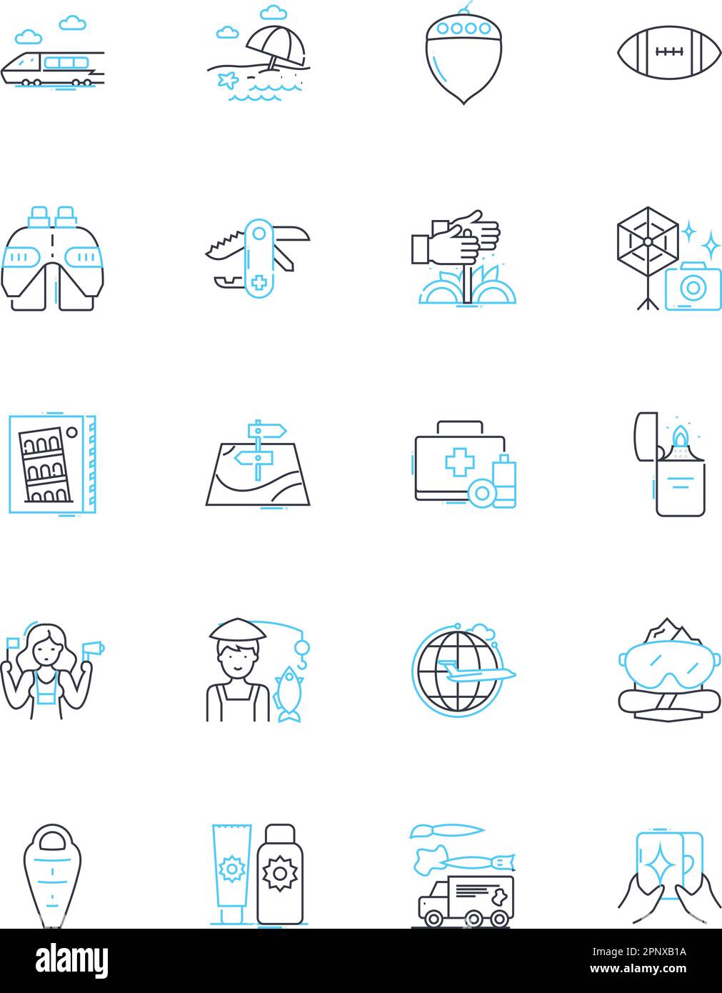 Diversions linear icons set. Entertainment, Amusement, Distraction, Fun ...