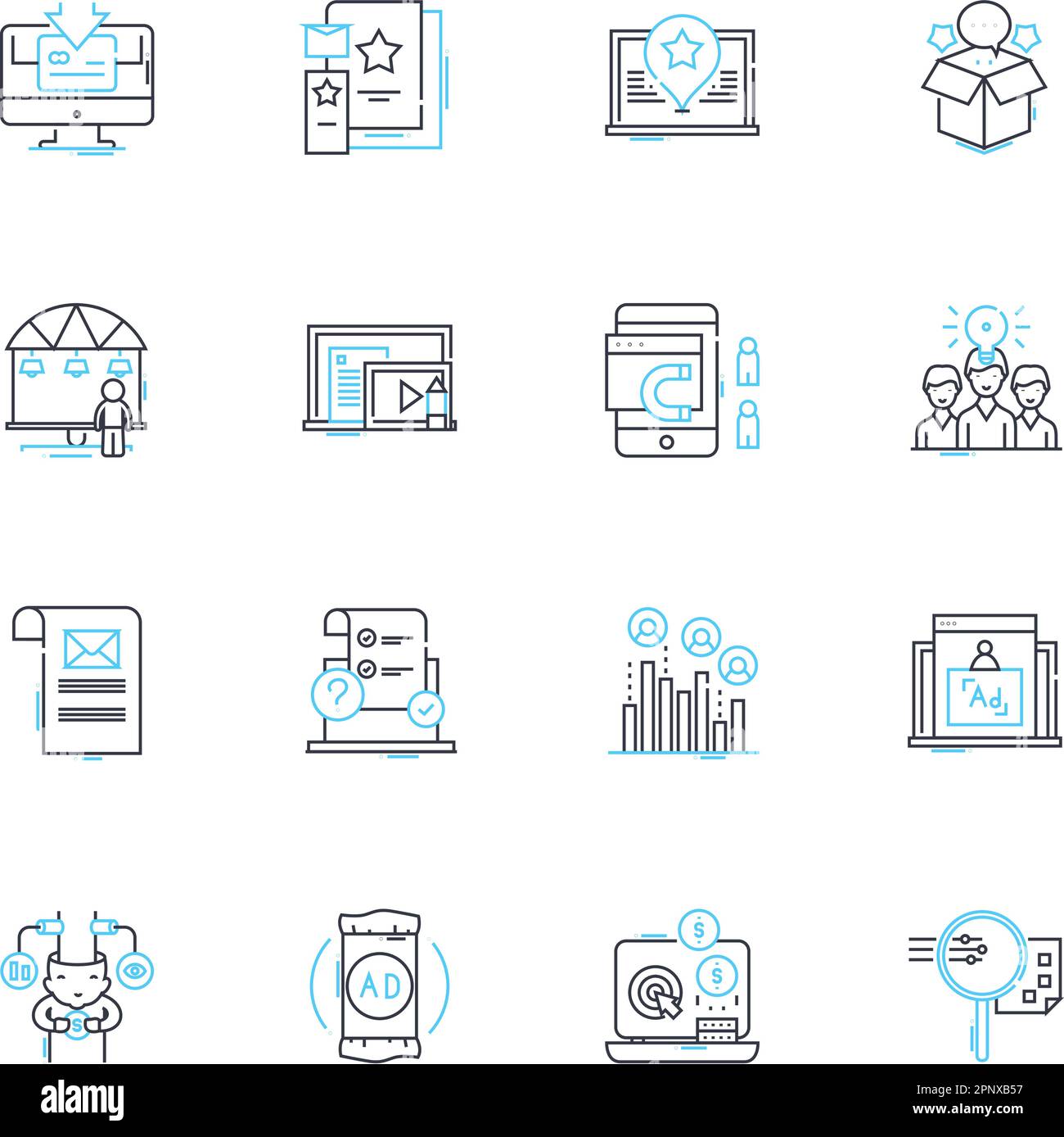 Sales strategies linear icons set. Upsell, Cross-sell, Discounting ...