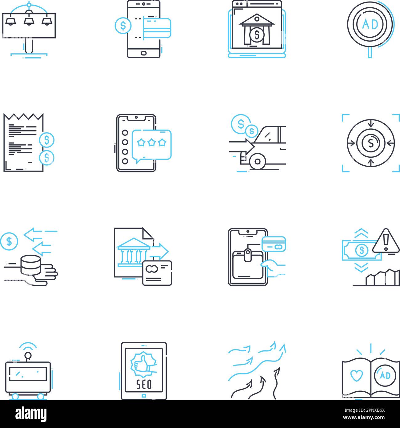 Cyber shopping linear icons set. E-commerce, Online shopping, Digital ...