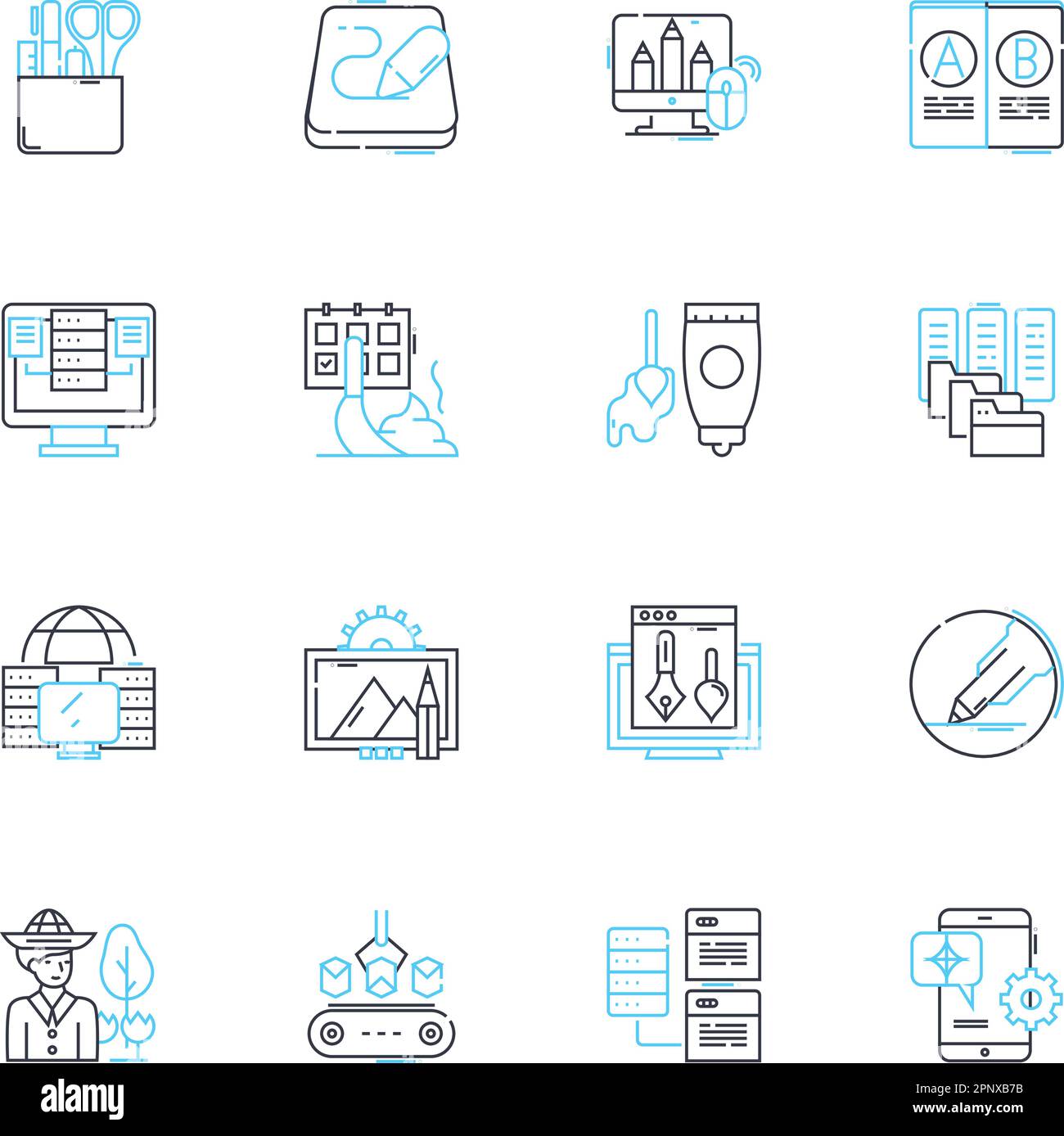 Marketing manual linear icons set. Strategy, Branding, Analytics, Targeting, Campaign ...