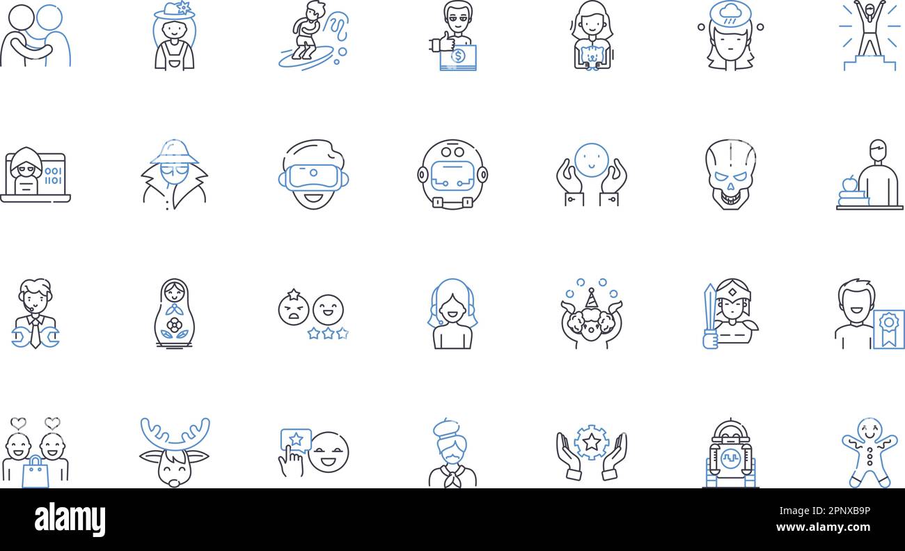 Human management line icons collection. Leadership, Communication ...