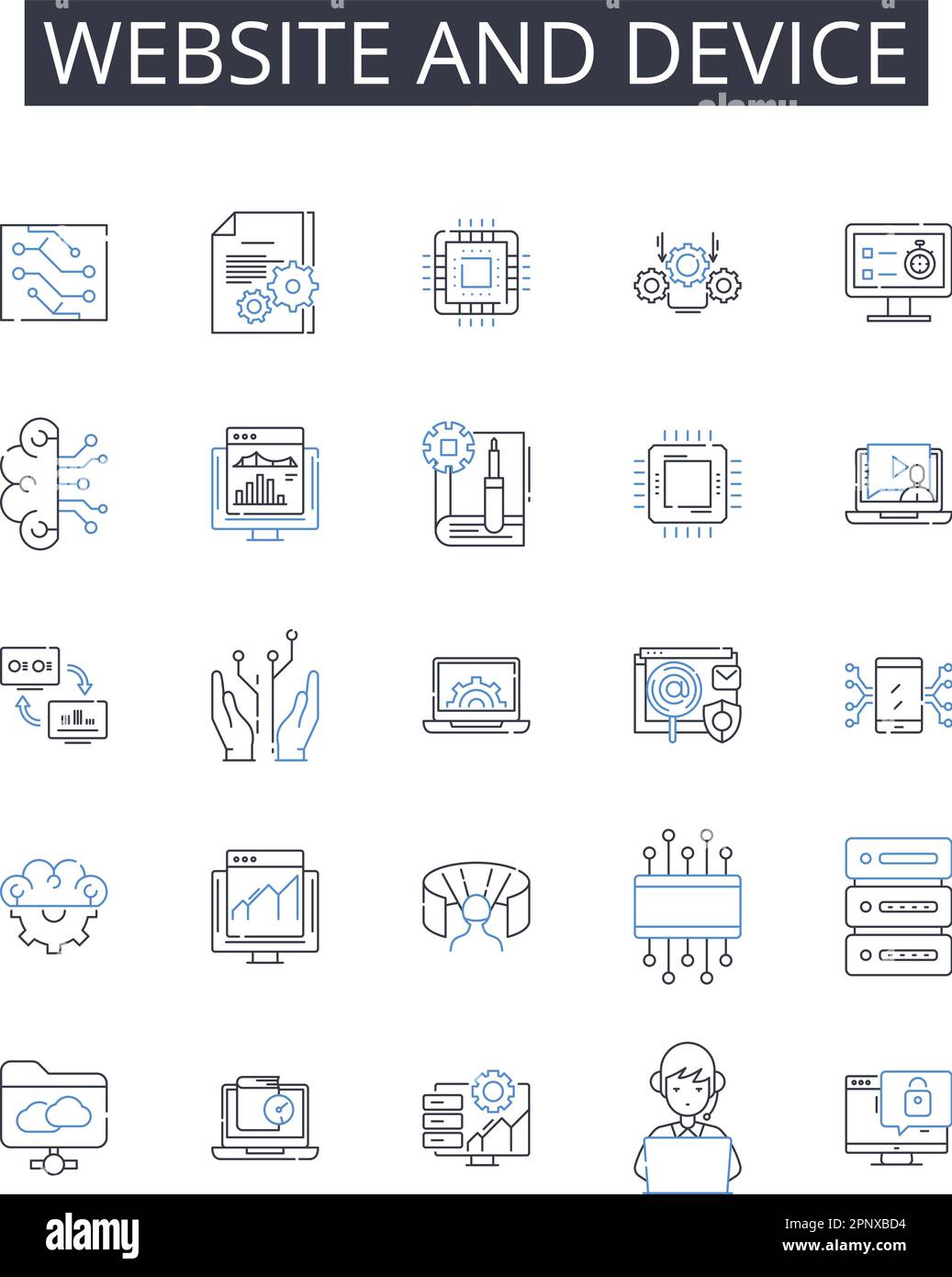 Website and device line icons collection. Homepage, Platform, Online ...