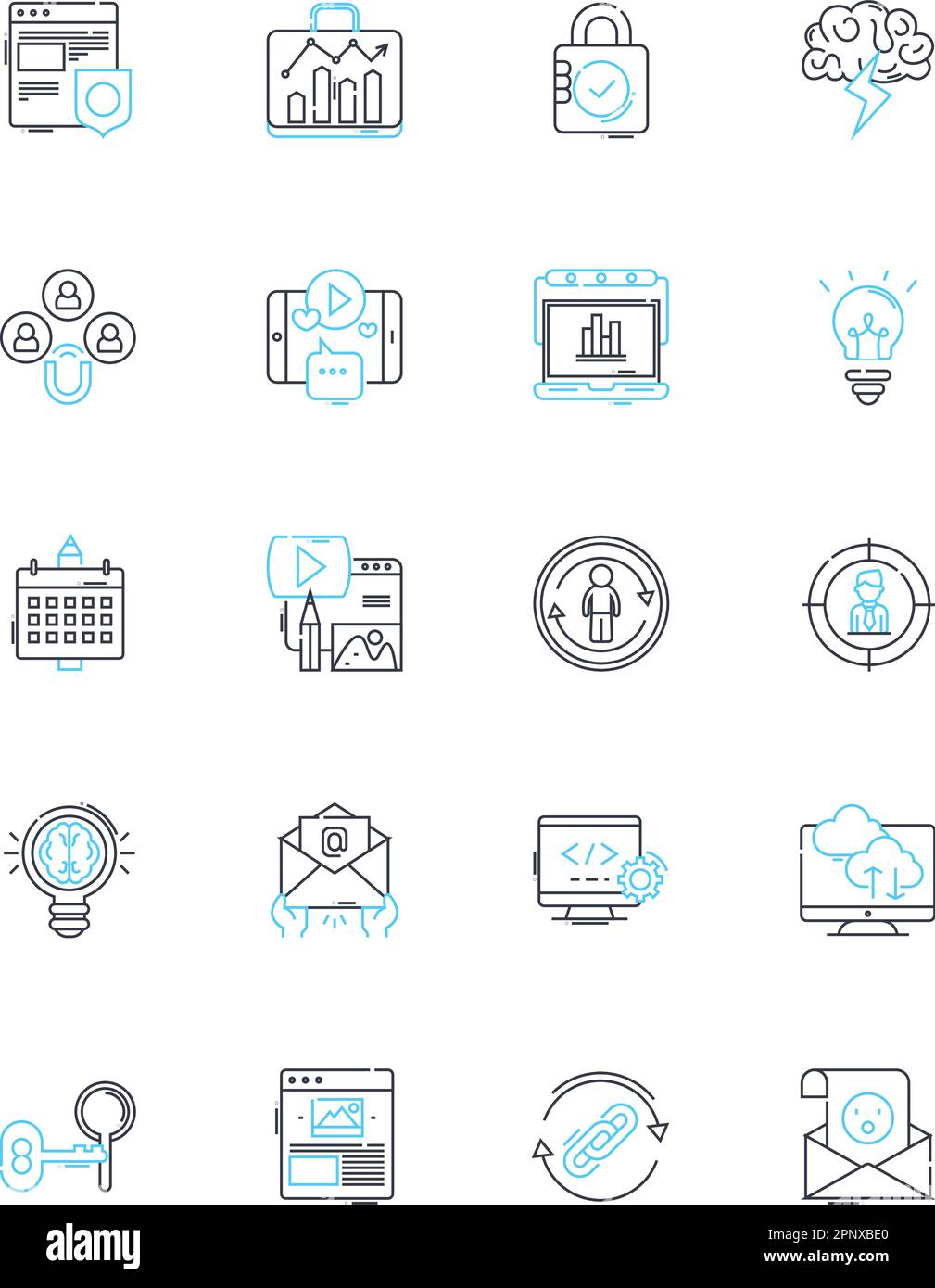 Electronic branding linear icons set. Digital, Branding, Identity ...