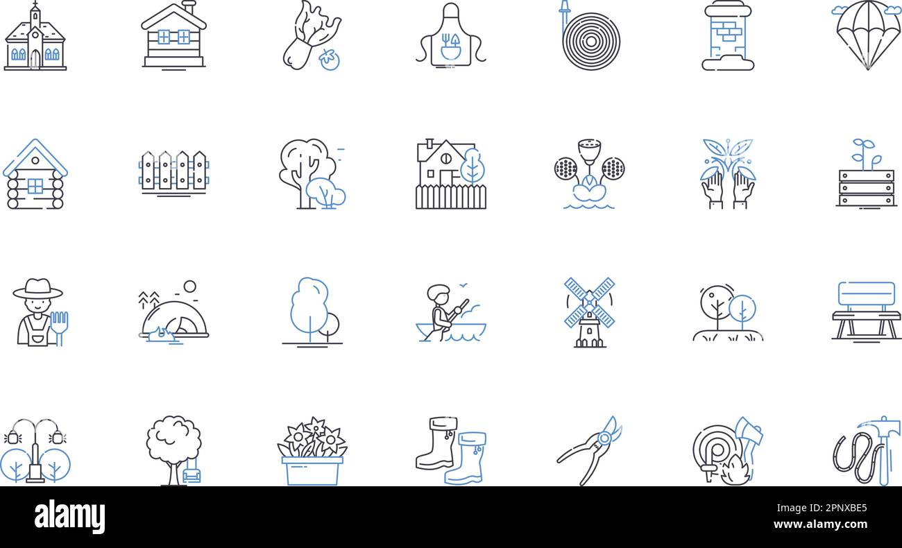 Colony line icons collection. Settlement, Community, Outpost, Frontier ...