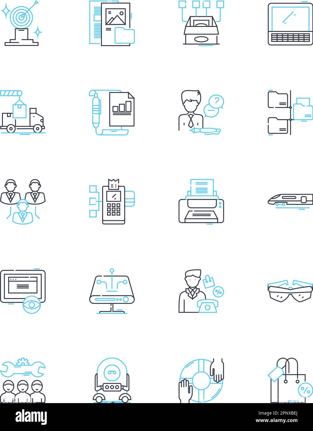 Promotion tactics linear icons set. Advertising, Influencers, Contests ...