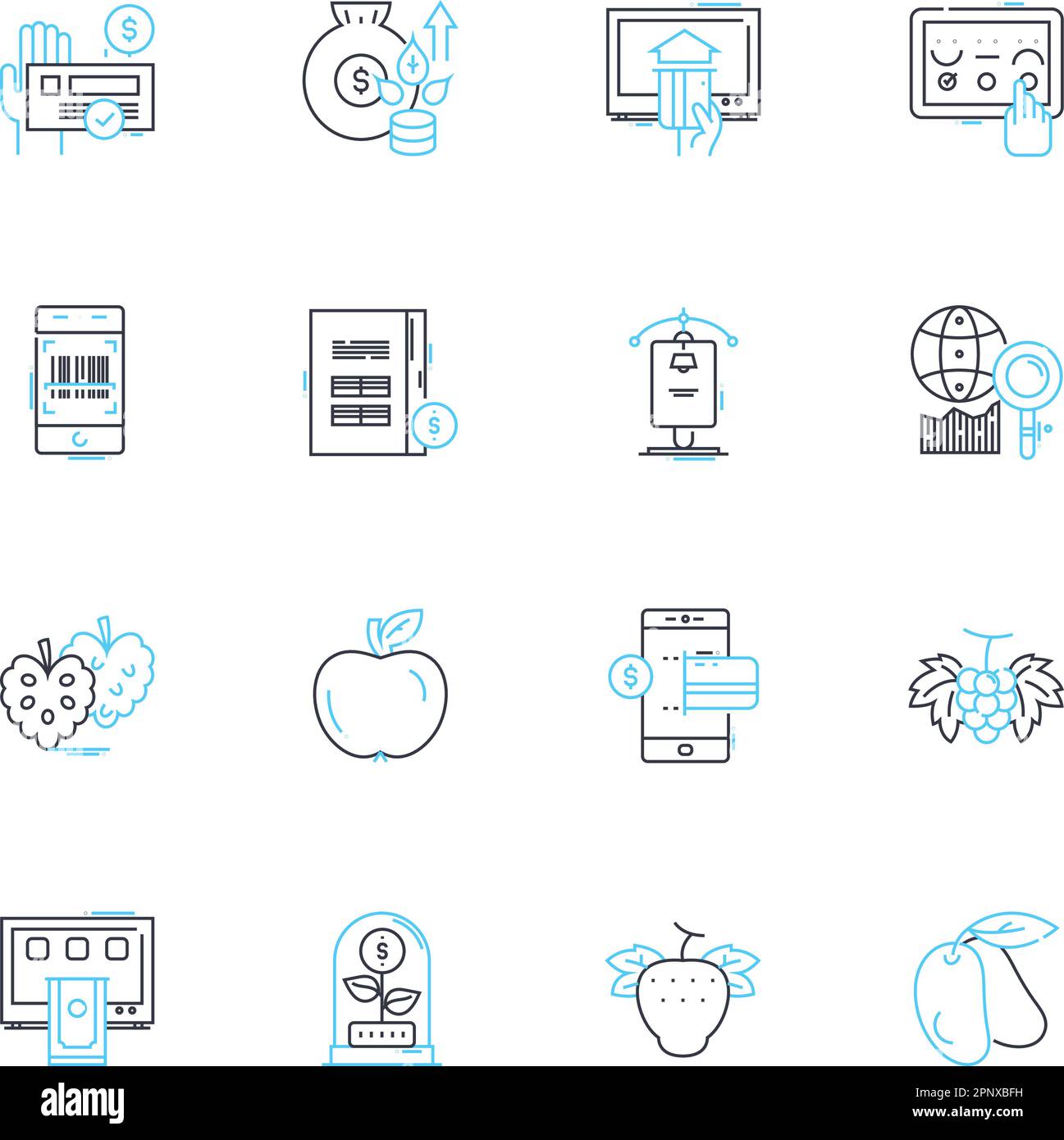Cash transactions linear icons set. Payment, Exchange, Currency ...
