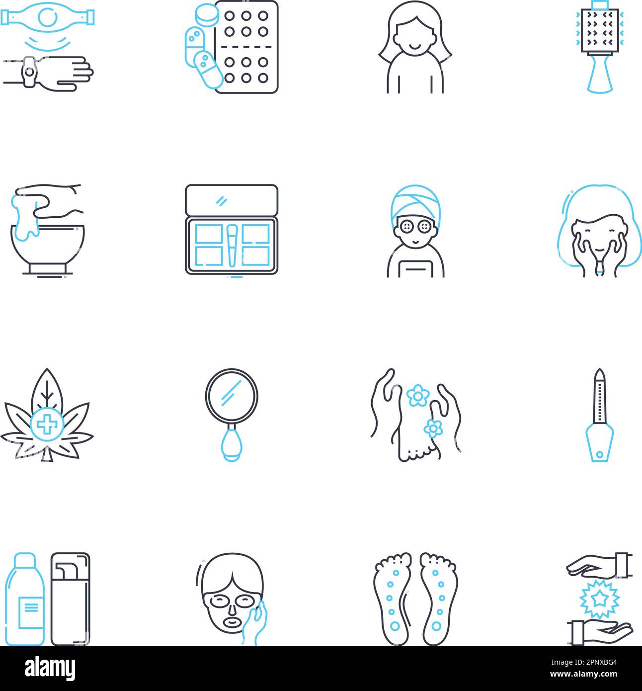 Hair shop linear icons set. Stylist, Haircut, Color, Highlights ...