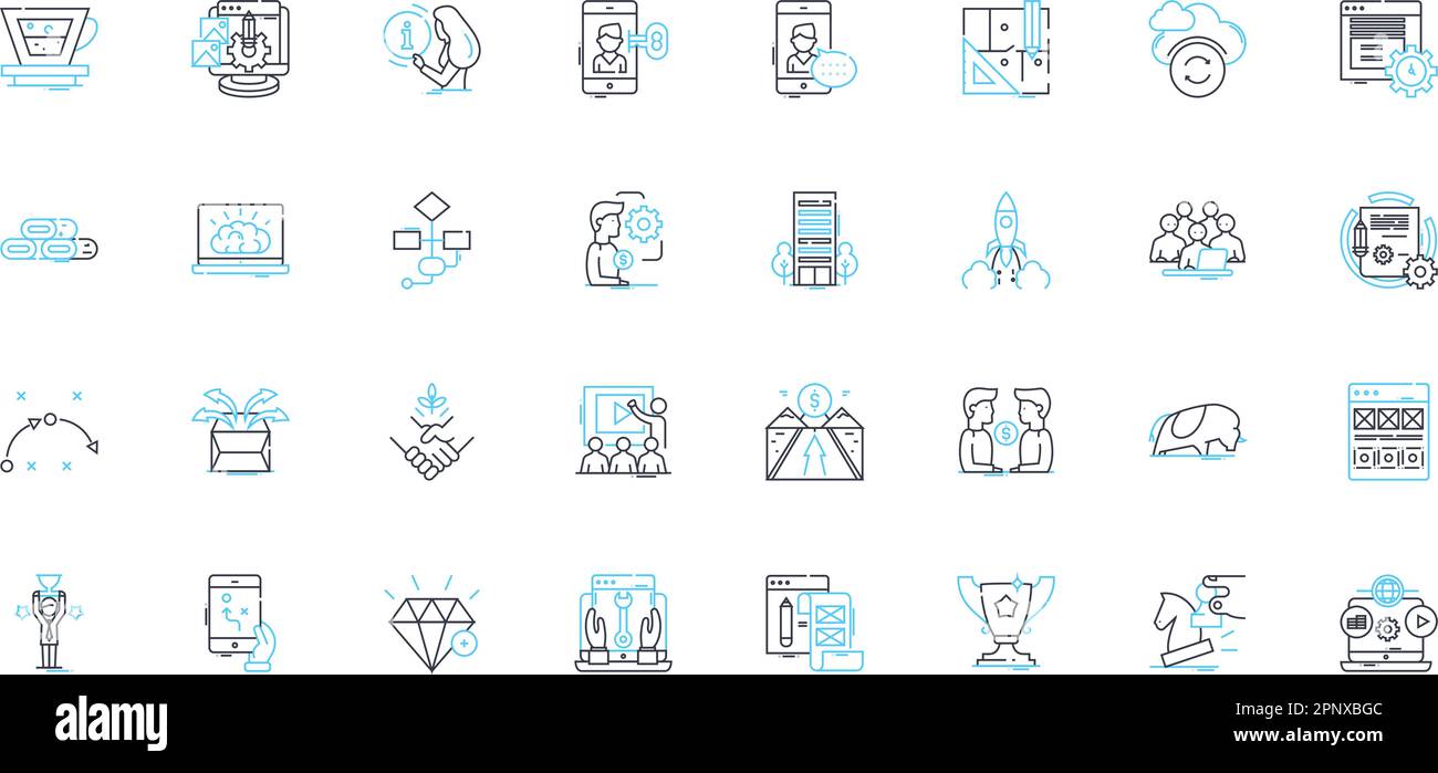 Company development linear icons set. Growth, Expansion, Innovation ... Company development linear icons set. Growth, Expansion, Innovation ...
