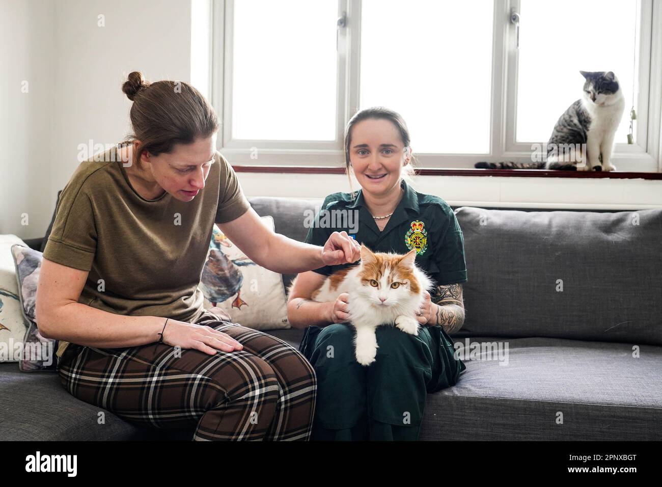 EDITORIAL USE ONLY Police officer, Jen Bradfield-Hardy and paramedic ...