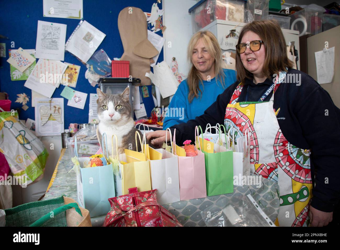 EDITORIAL USE ONLY (Left to right) Staff member, Anita Frangleton and ...