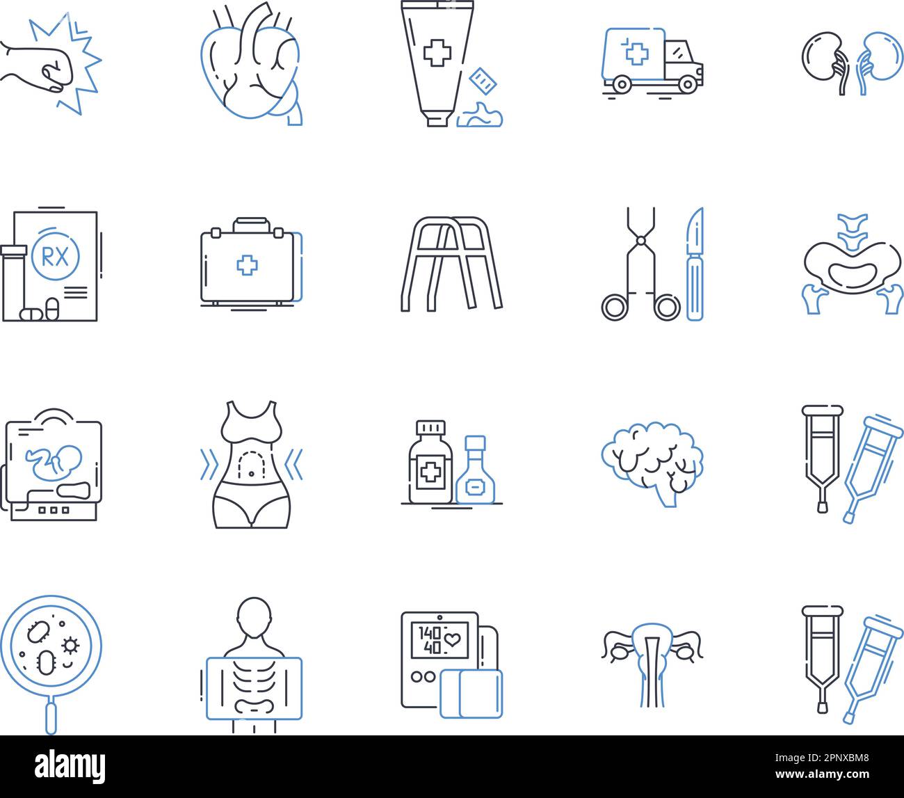 Oximetry test line icons collection. Oxygen, Saturation, Arterial ...