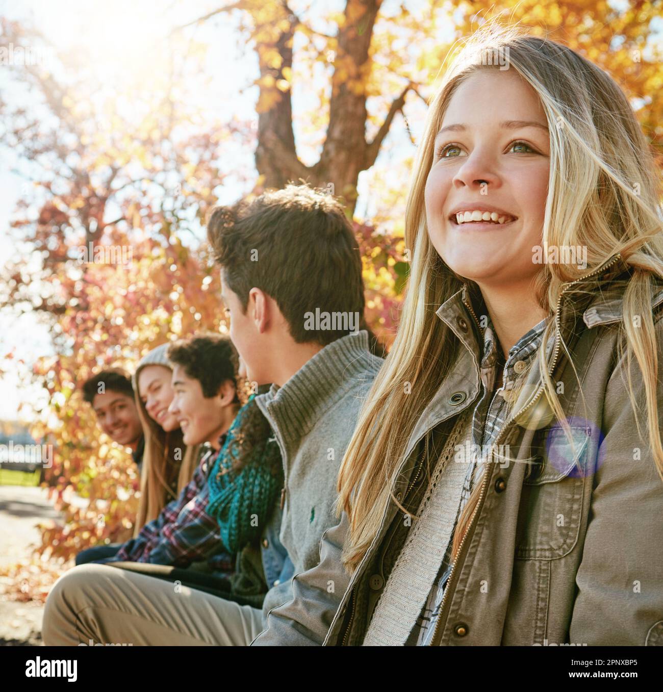I hope well be friends forever. a group of young friends enjoying a day ...