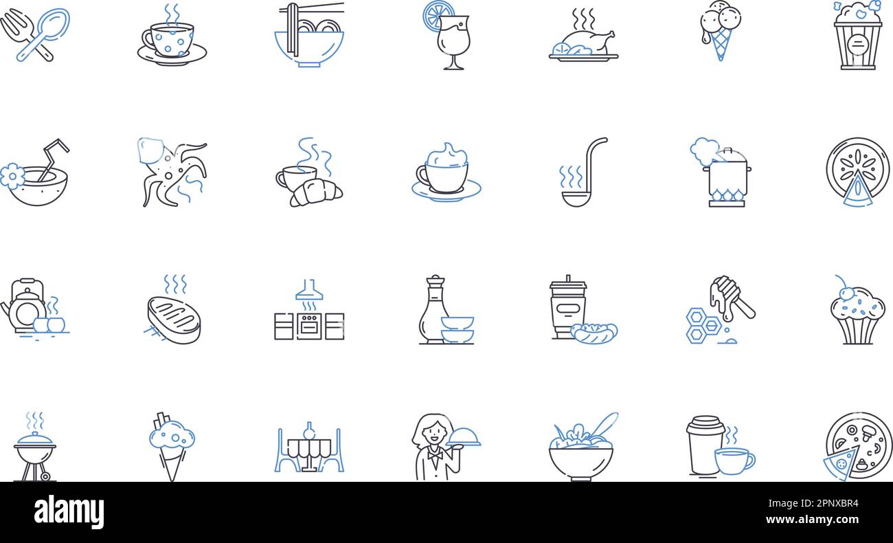 Grilling line icons collection. Charcoal, Propane, Flame, Smoke, Meat ...