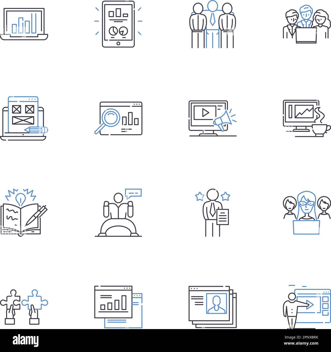Efficiency And Productivity Line Icons Collection Streamline Optimize Automation Workflow