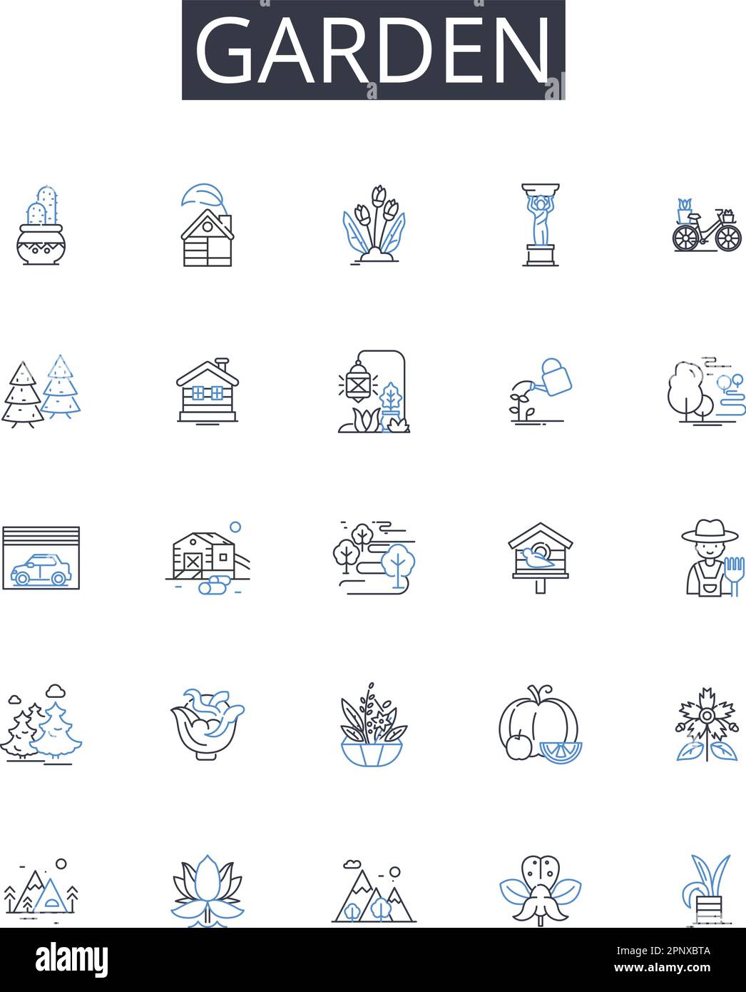 Garden Line Icons Collection Strategy Allocation Diversification Risk Performance Analysis