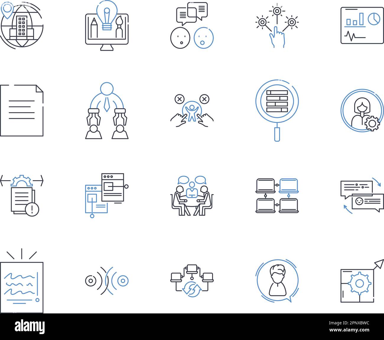 Colleague relations line icons collection. Collaboration, Communication ...