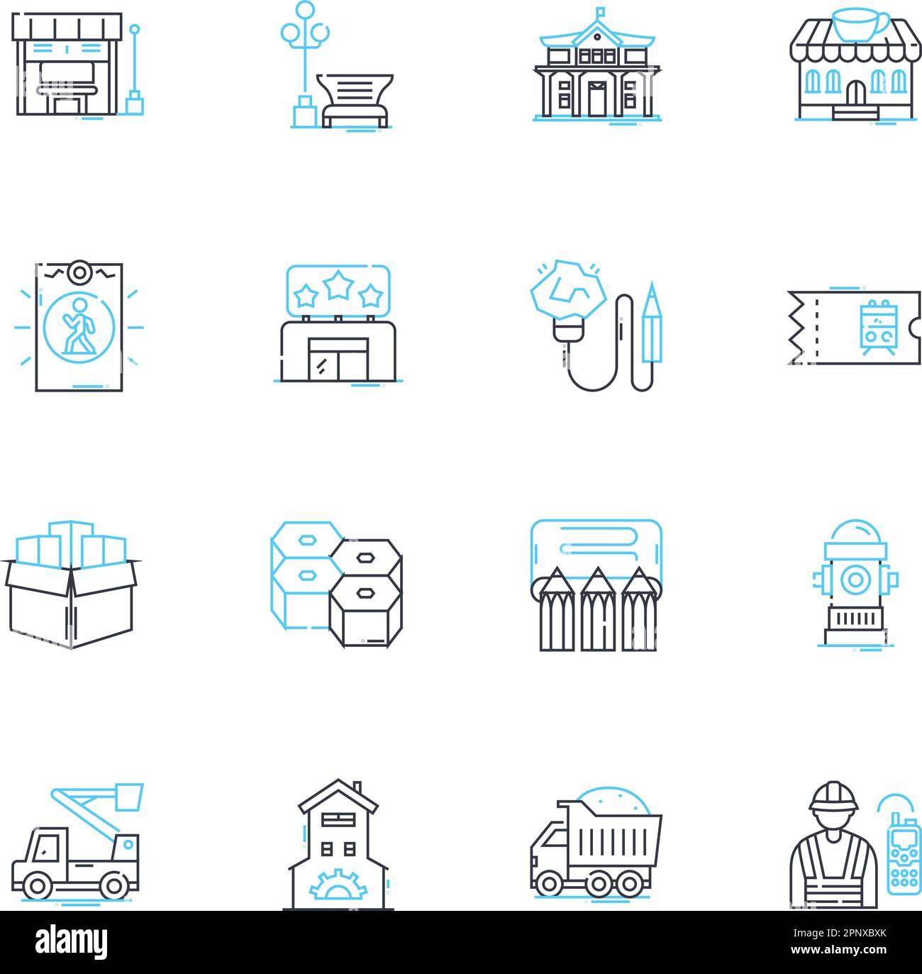 Landscape architecture linear icons set. Design, Environment, Urbanism ...