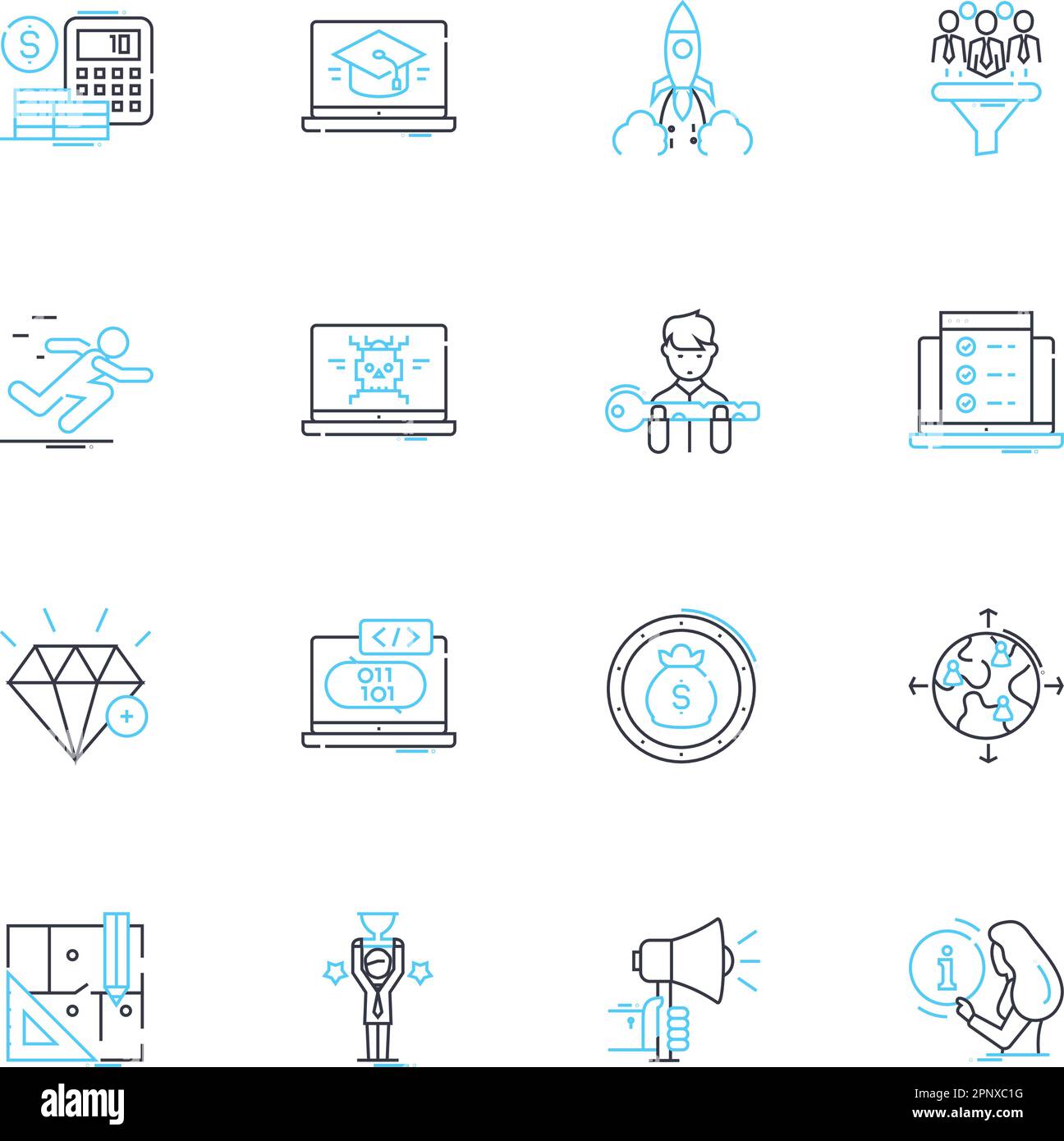 Young Company Linear Icons Set Innovative Ambitious Dynamic Agile Risk Takers Vibrant