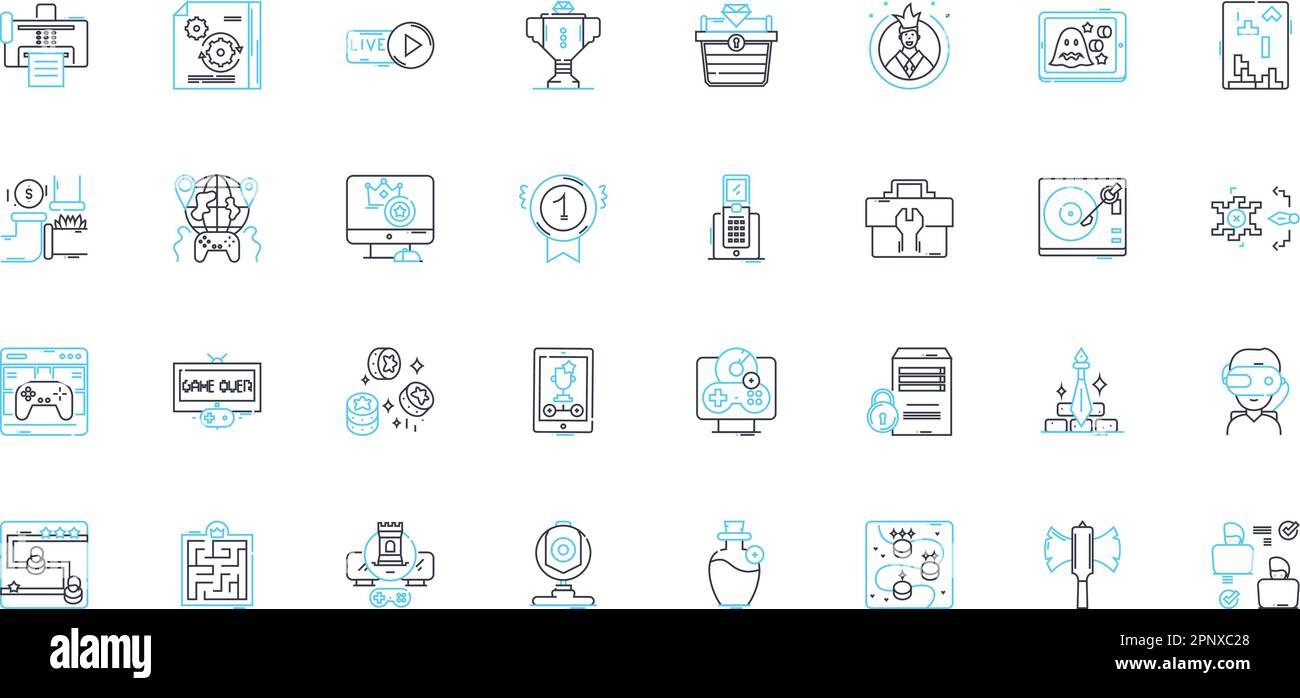 Car models linear icons set. Mustang, Corvette, Camaro, Charger ...