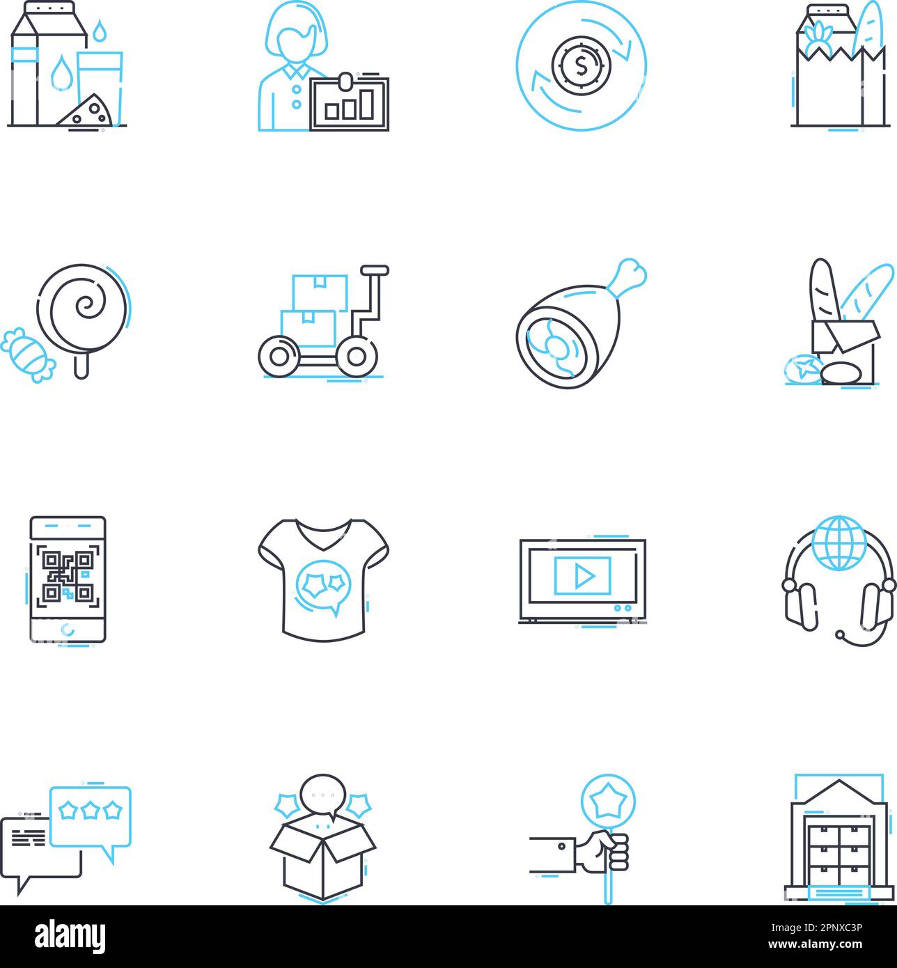 Pitch linear icons set. Sell, Elevator, Persuasion, Convincing ...
