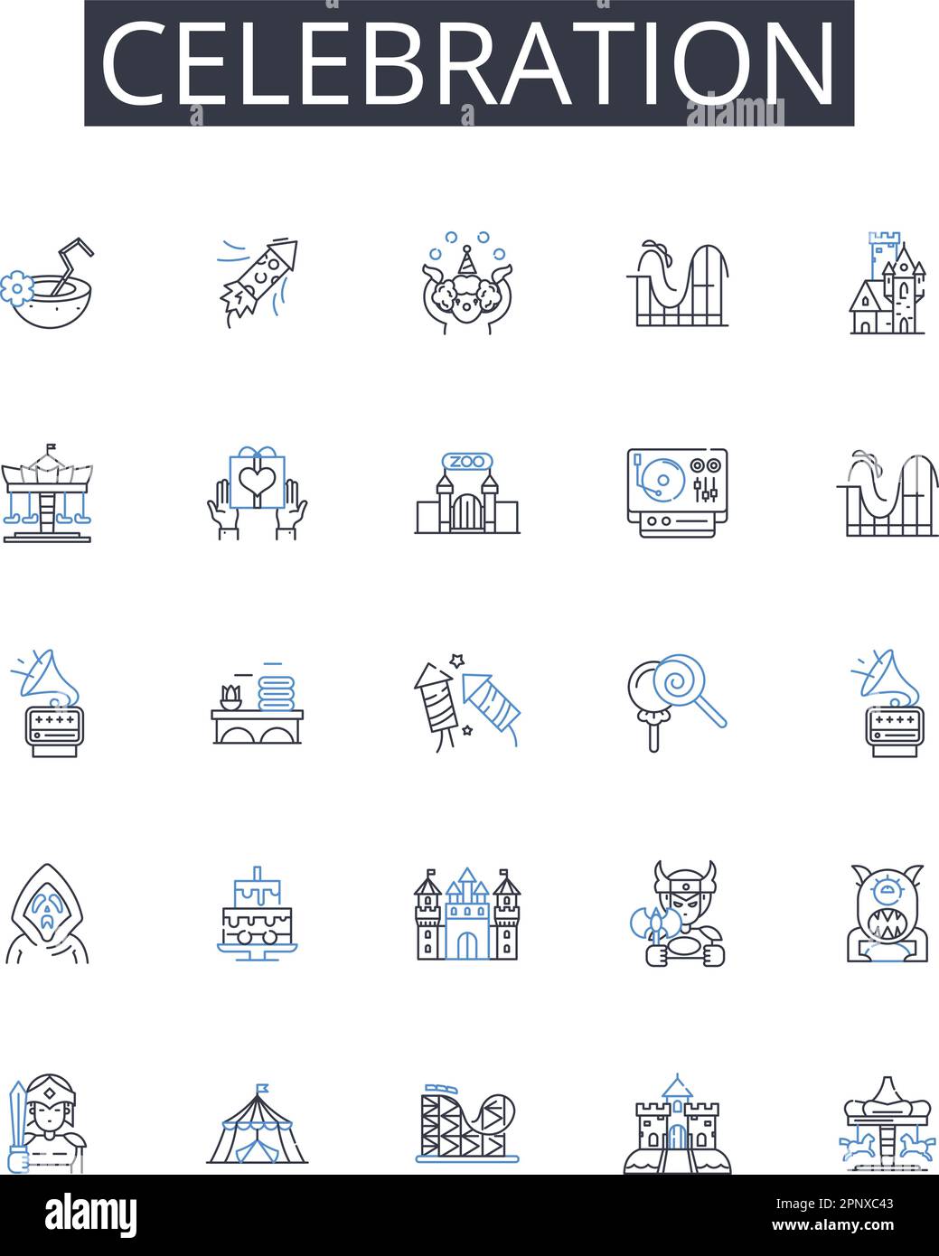 Celebration line icons collection. Happiness, Festivity, Merriment ...