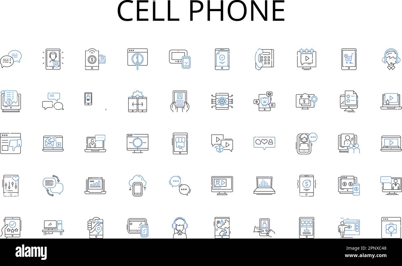 Cell phone line icons collection. Investments, Securities, Trading ...