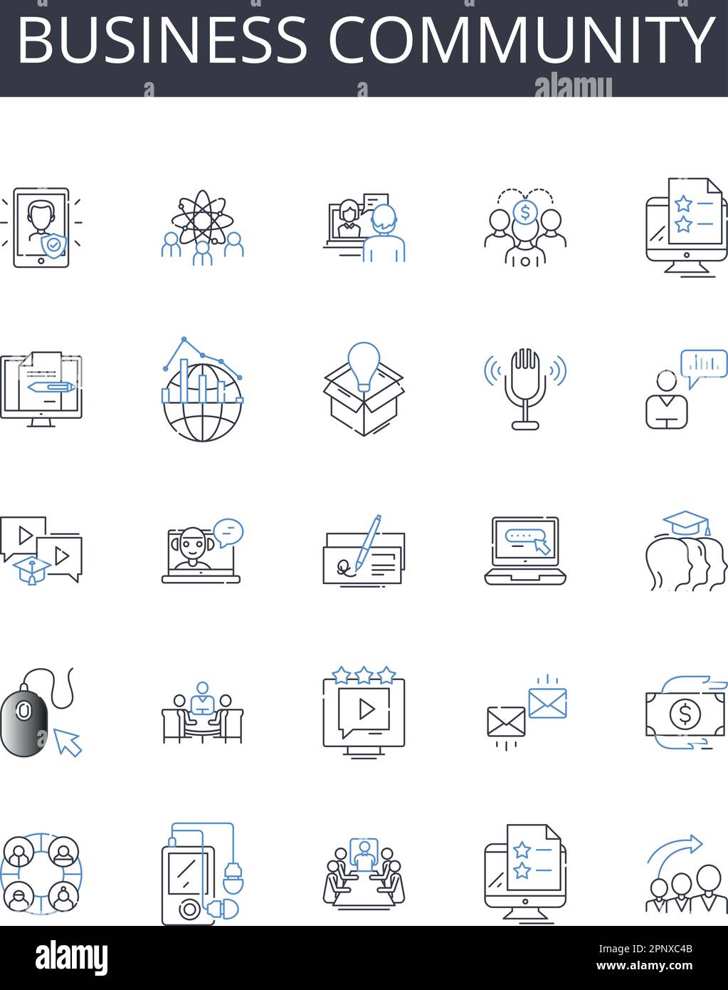 Business community line icons collection. Commercial sector, Trade ...