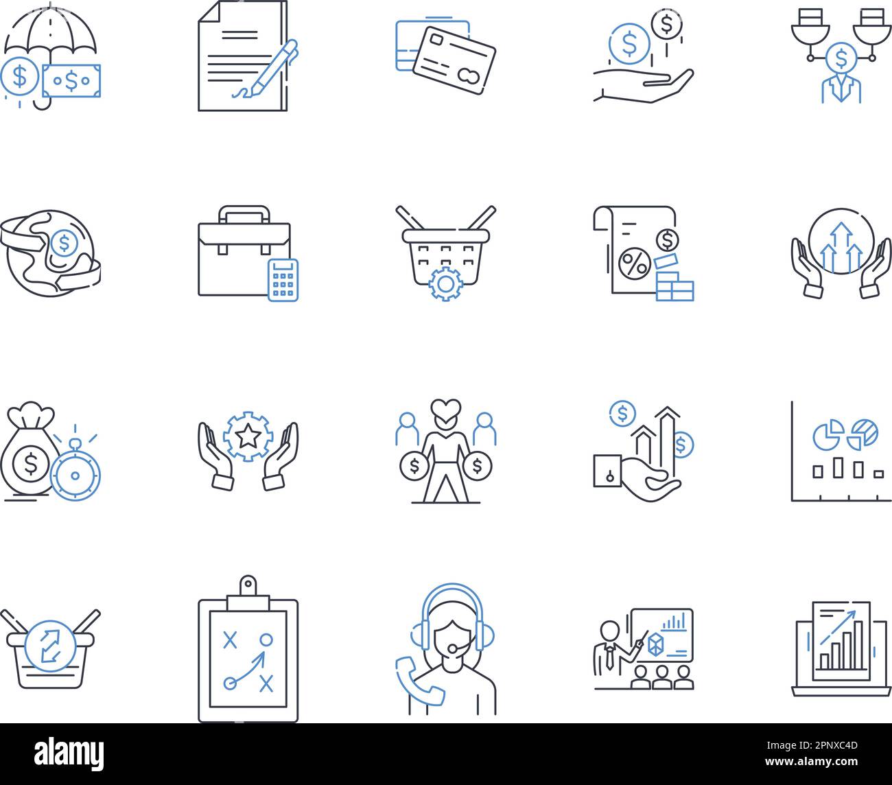 investment assessment line icons collection. Valuation, Risk, Return ...