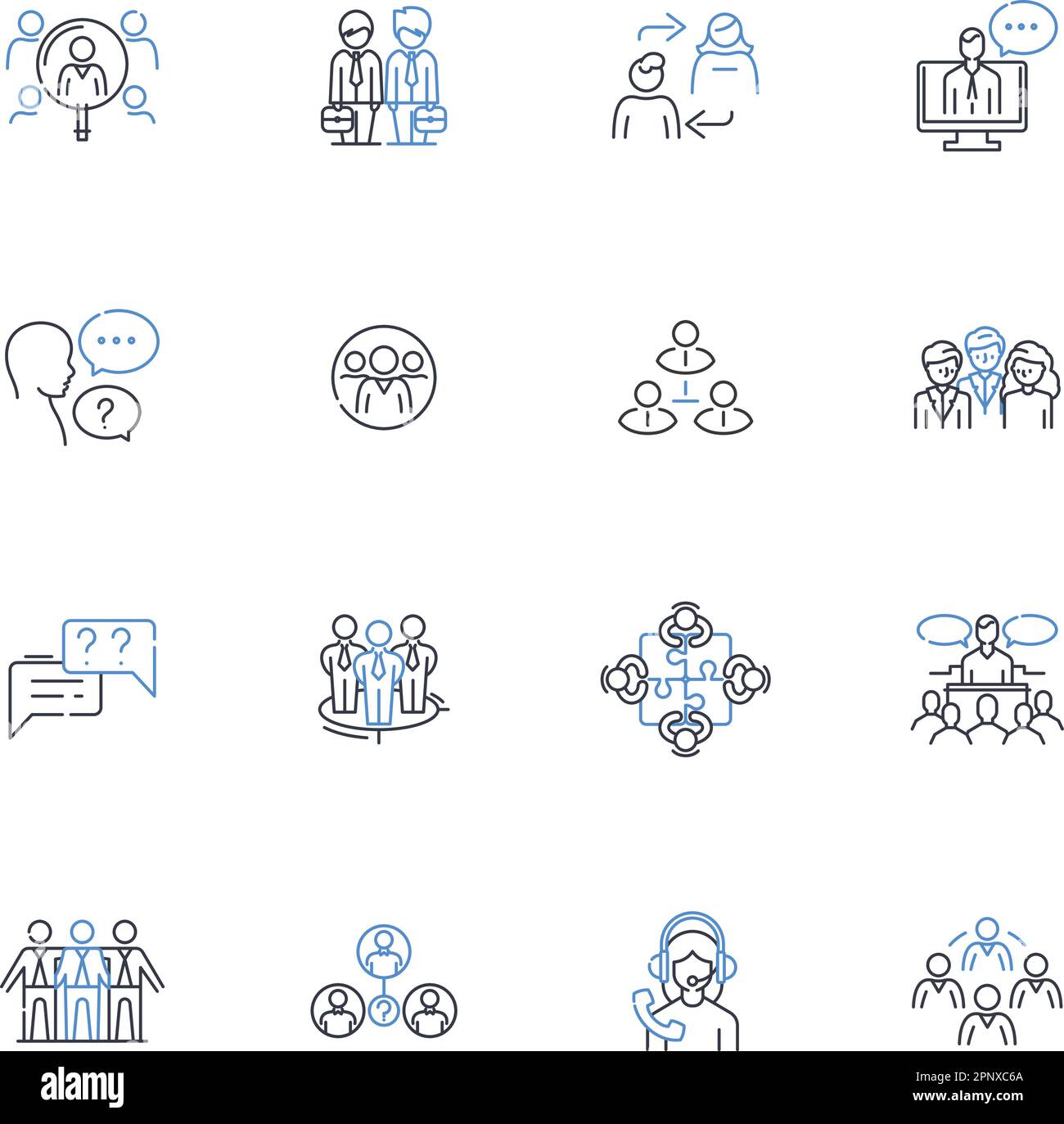 Discussing line icons collection. Dialogue, Debate, Conversation, Discourse, Exchange, Interact ...